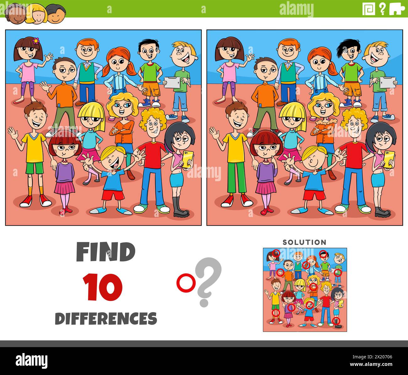 Cartoon illustration of finding the differences between pictures ...
