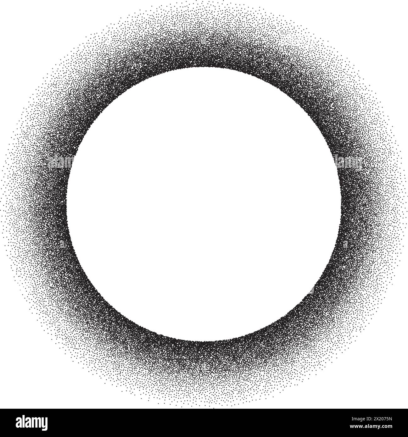 Noise gradient circle frame. Dot texture border. Round grain pattern ...