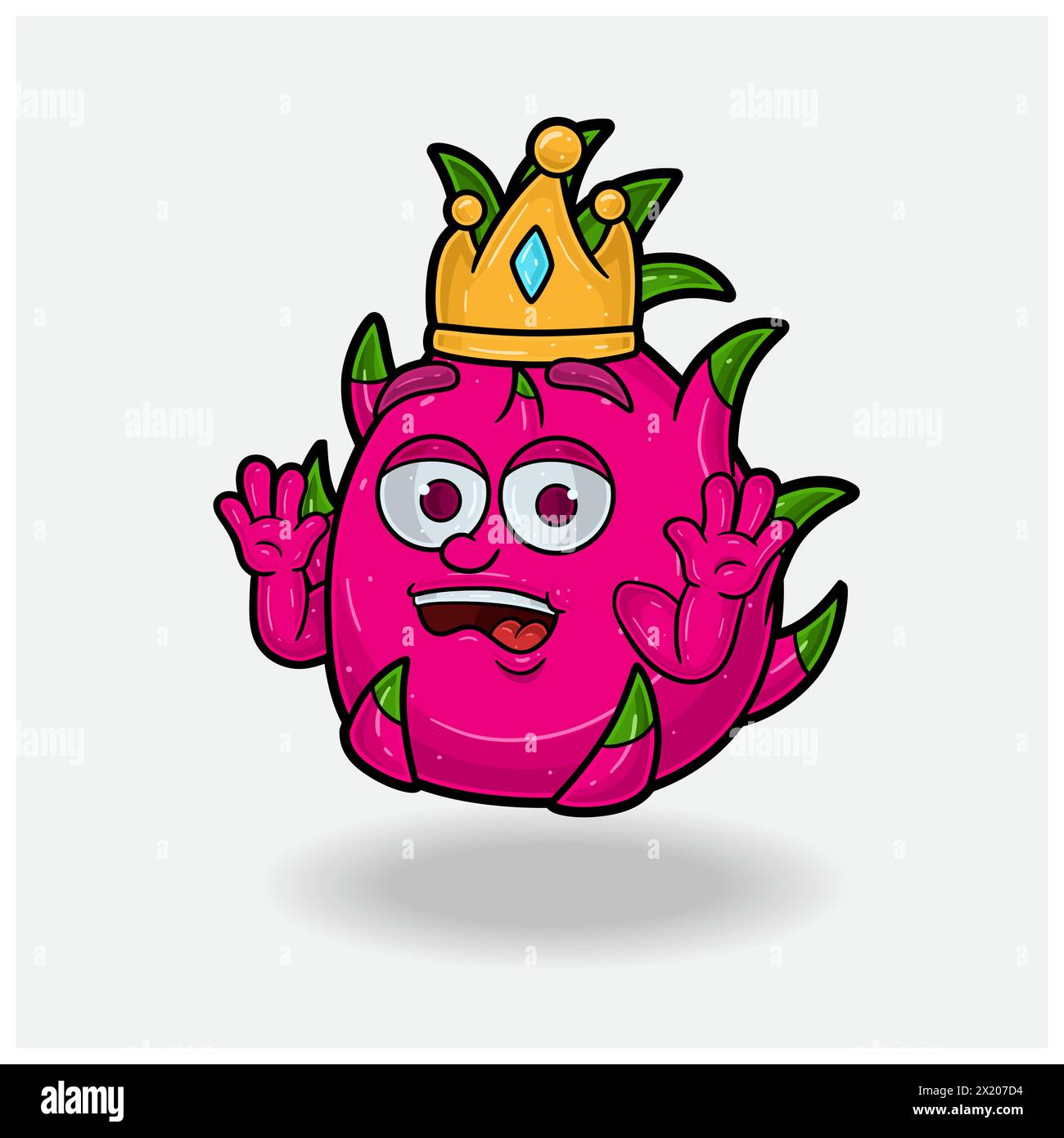 Shocked expression with Dragon Fruit Crown Mascot Character Cartoon ...
