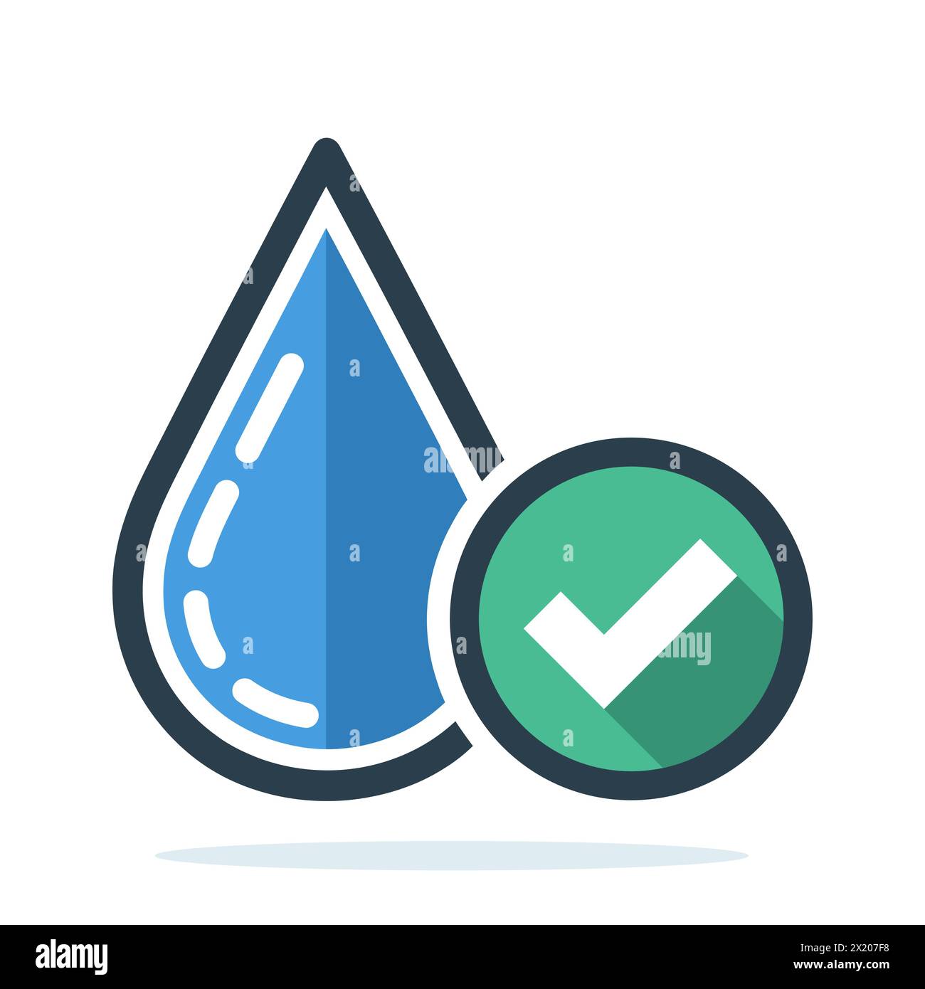 Water drop icon with checkmark. Clean water concept. Drinkable water ...