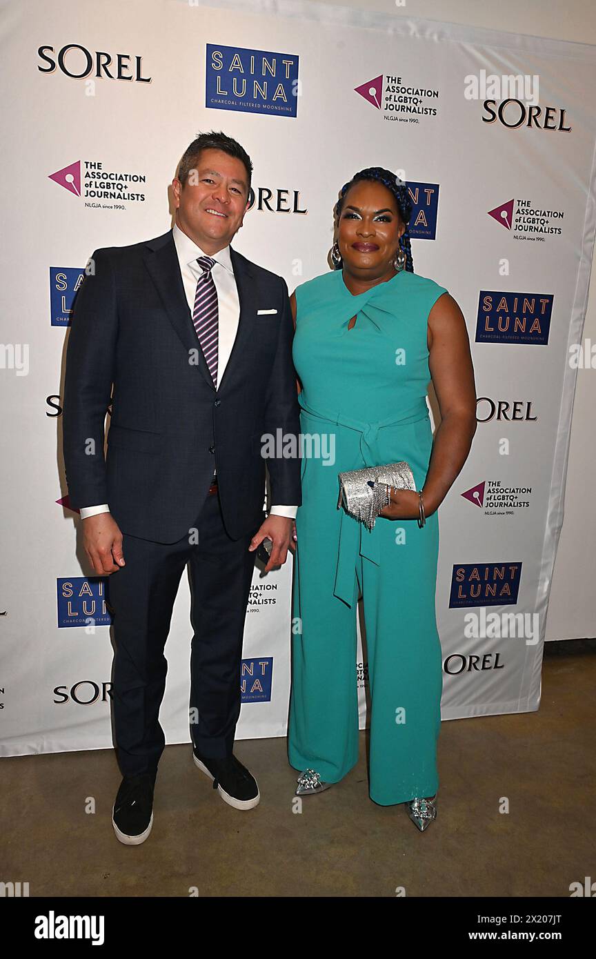 Carl Quintanilla of CNBC and Imara Jones attend the Association of ...