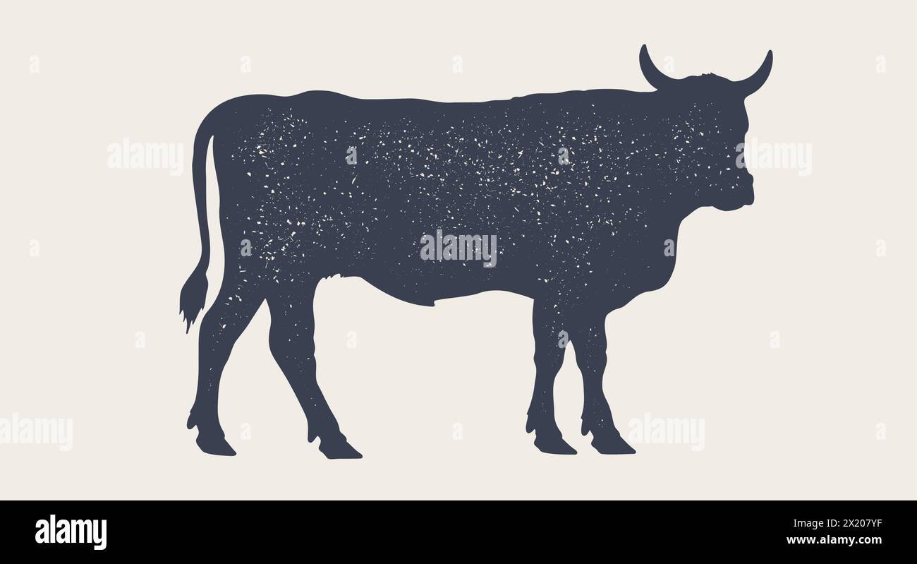 Cow, bull, beef. Vintage retro print Stock Vector Image & Art - Alamy