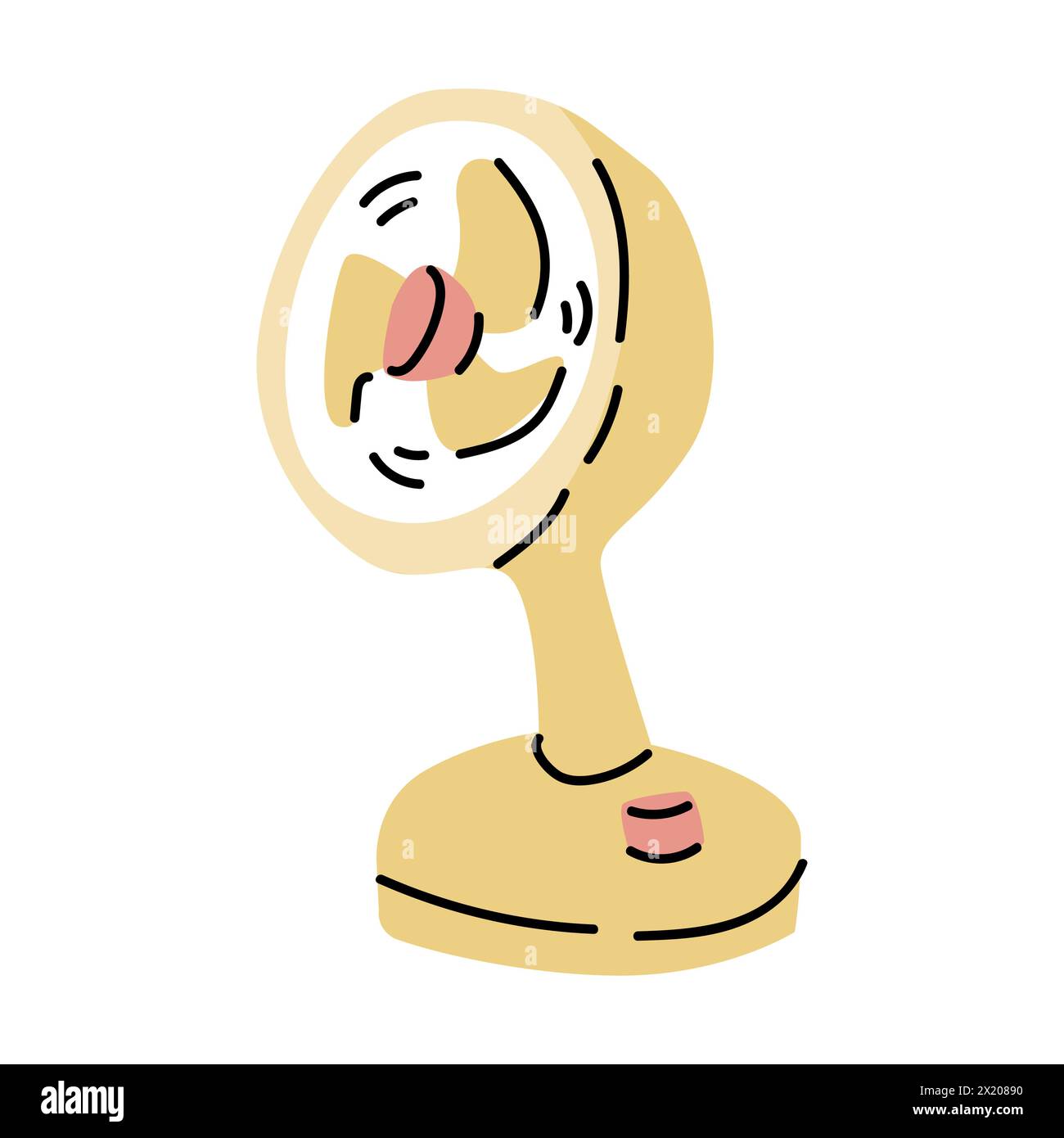 hand drawn simple portable fan - electric appliance. Vector ...