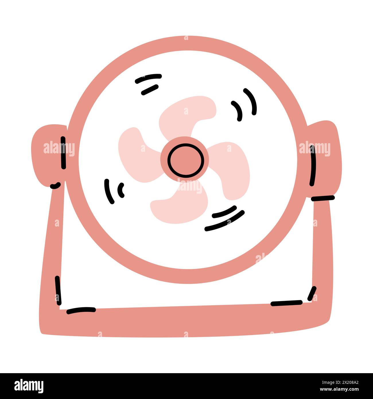 hand drawn simple portable fan - electric appliance. Vector ...