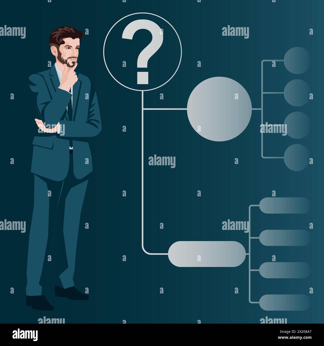 A man uses a decision tree diagram to identify a problem or opportunity ...