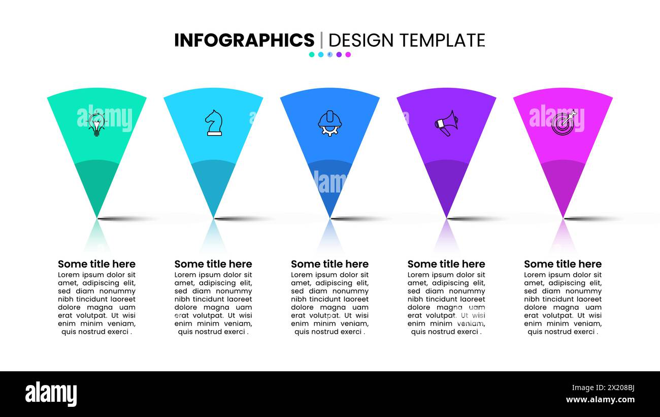 Infographic template with icons and 5 options or steps. Standing ...