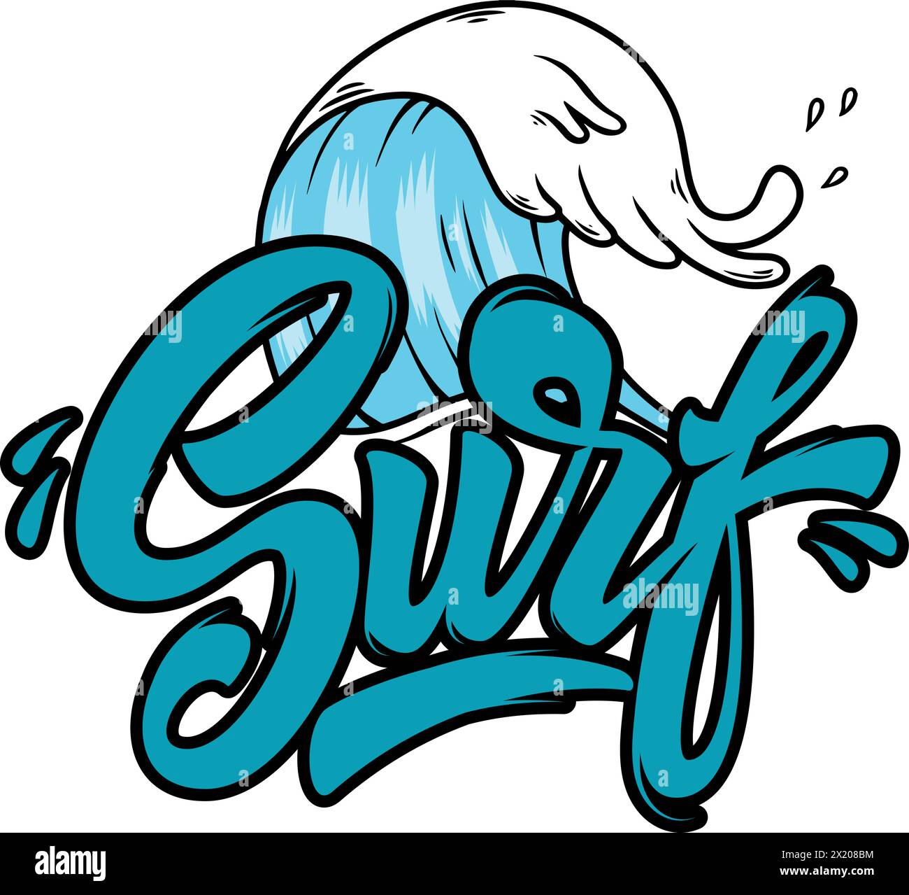 Vintage hand lettering emblem of Surf club with wave. Vector ...