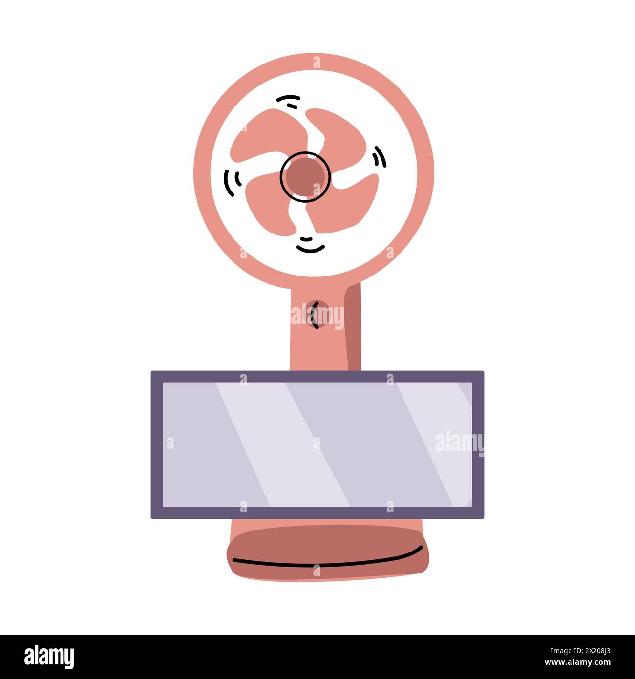 hand drawn simple portable fan - electric appliance. Vector ...