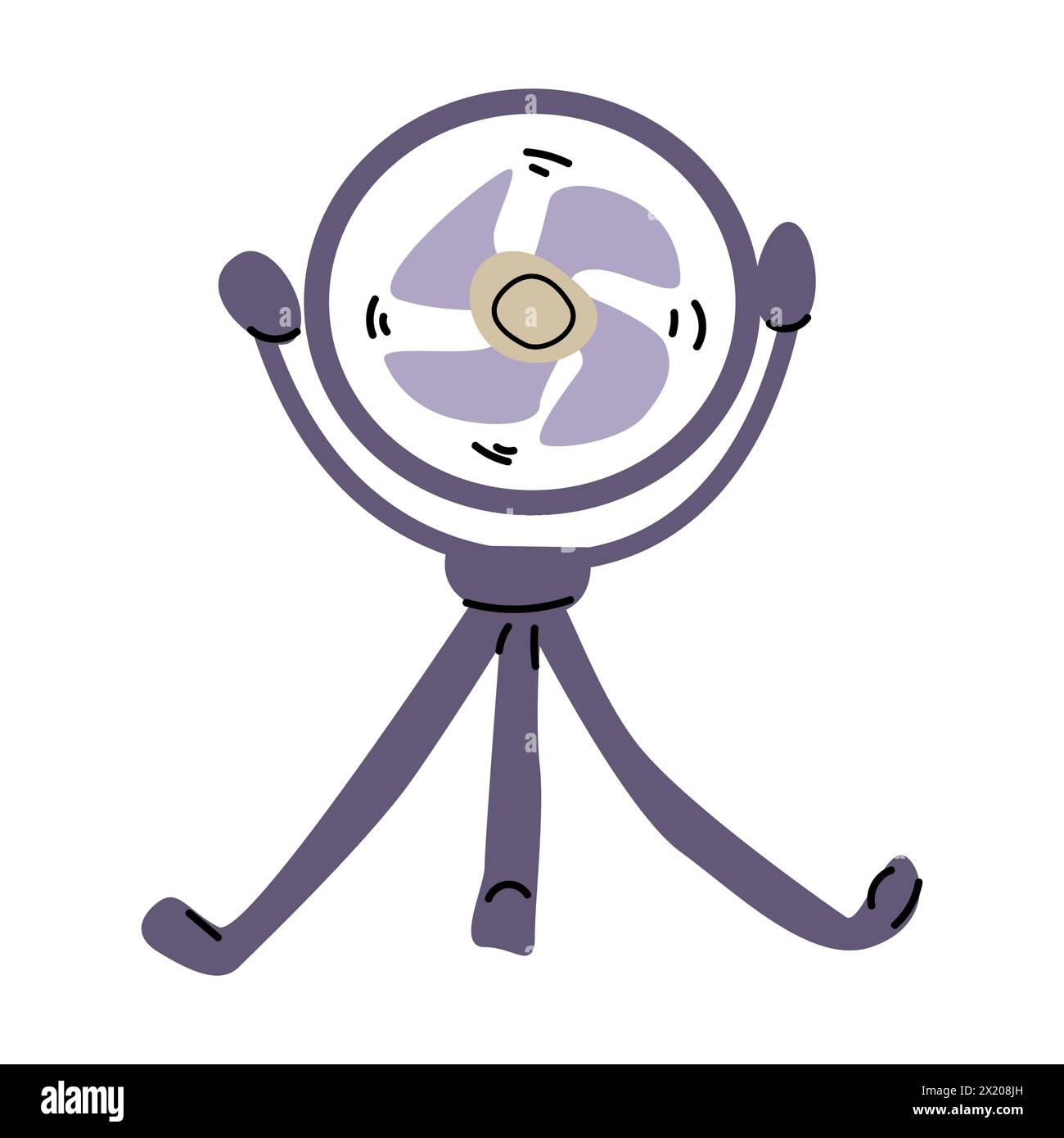 hand drawn simple portable fan - electric appliance. Vector ...