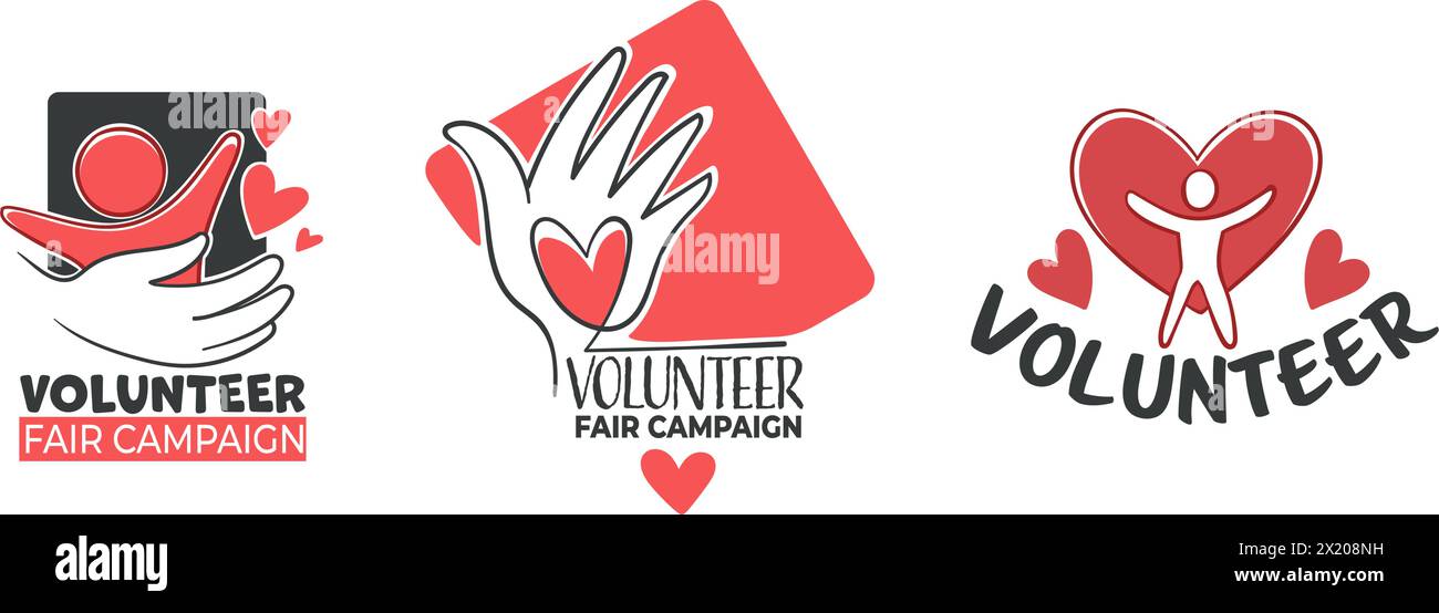Volunteer Fair Campaign Heart Logos Stock Vector Image & Art - Alamy