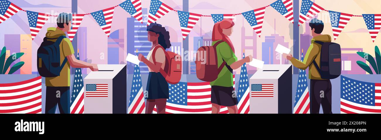 election day concept voters casting ballots at polling place during ...