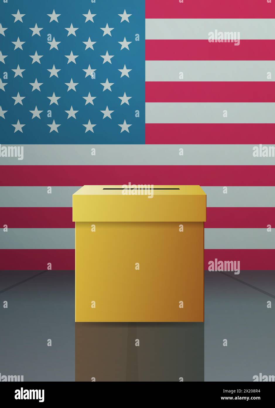 USA presidential election day concept paper ballots in voting box ...