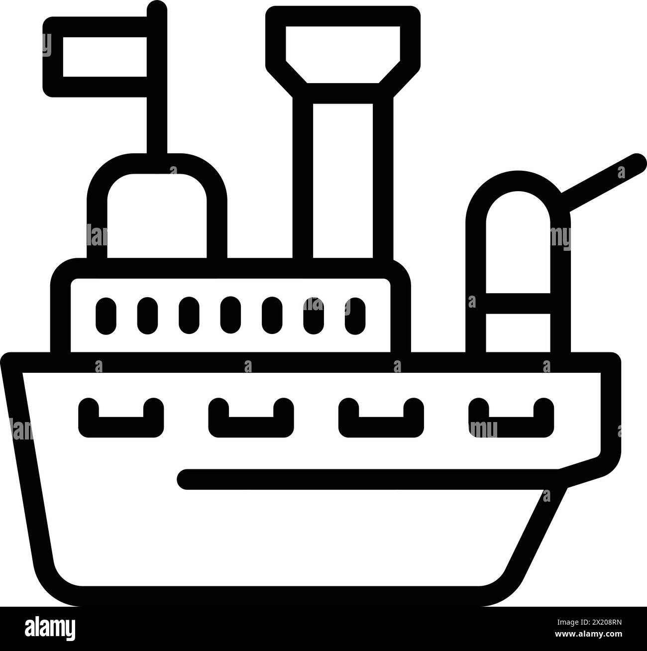 Large battleship icon outline vector. Frigate maritime boat. Marine ...