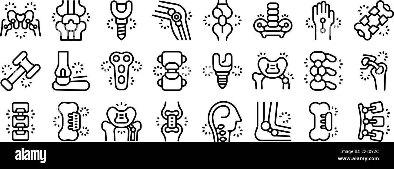 Orthopedic implants icons set outline vector. Surgery replacement ...