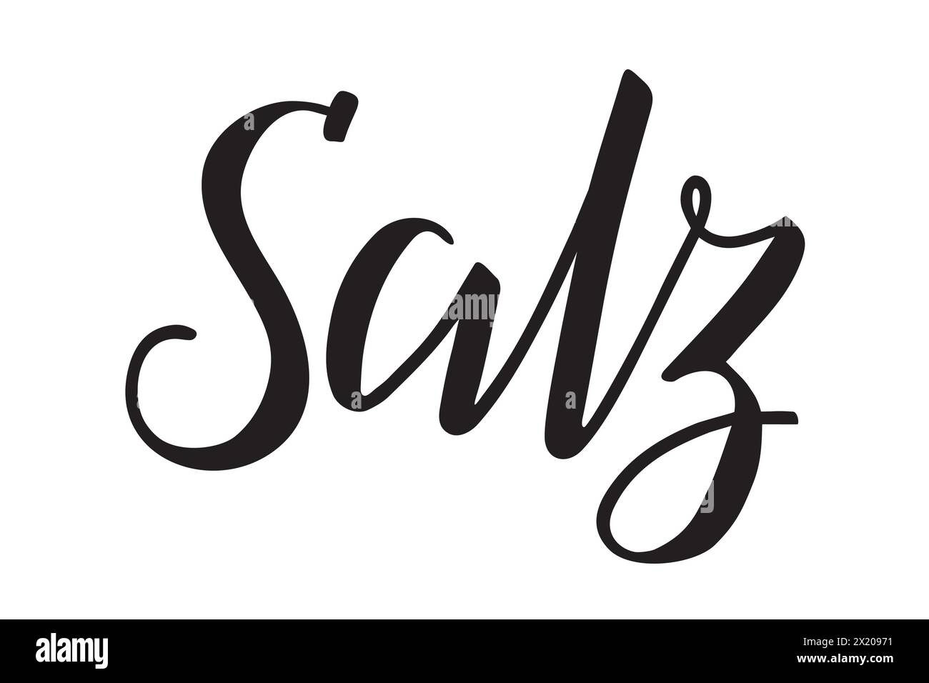 Word Salz, which means Salt in German, modern brush ink calligraphy ...