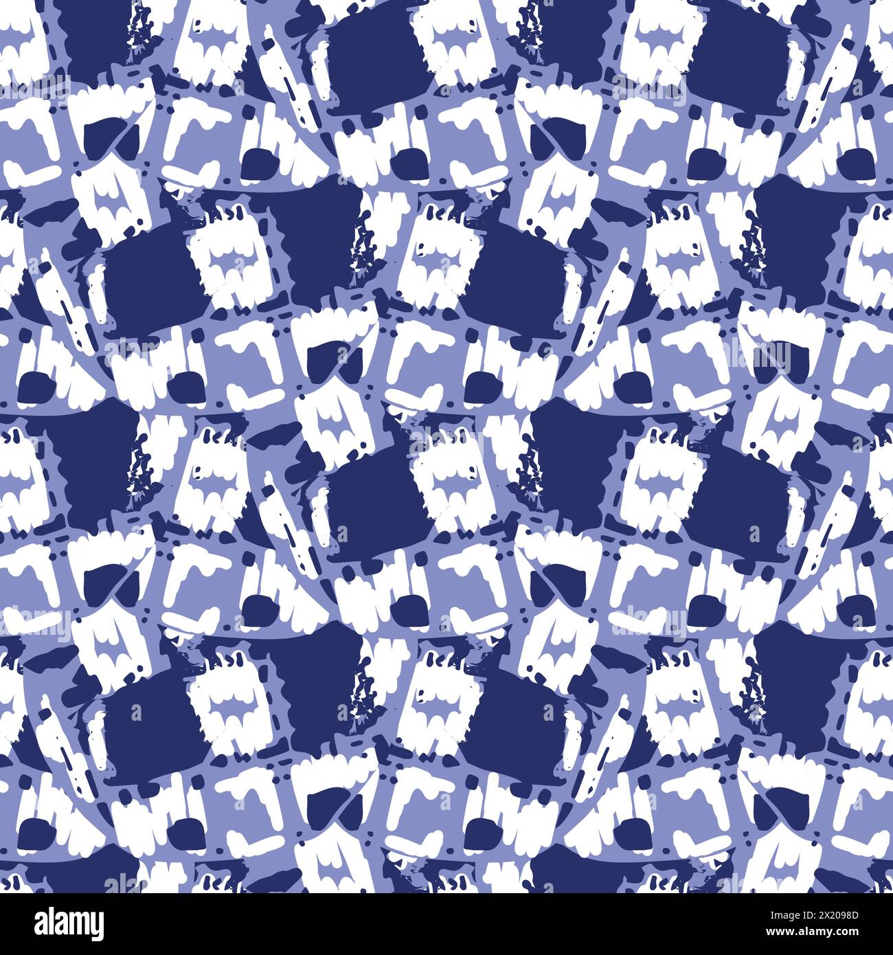 Indigo blue Japanese block print effect pattern. Seamless hand made ...