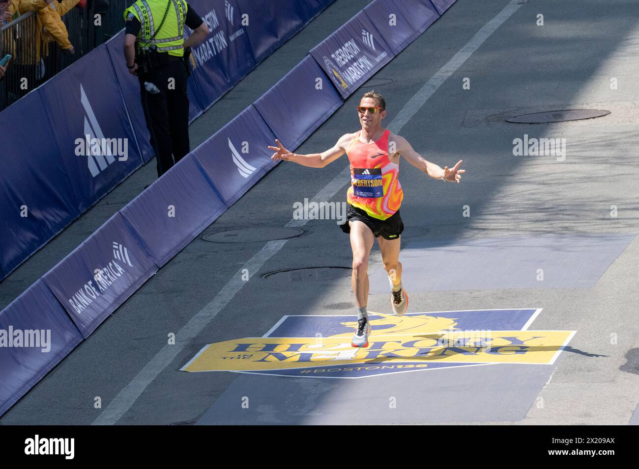 Boston, Massachusetts, USA April 15, 2024 CJ Albertson finishing 7th at ...