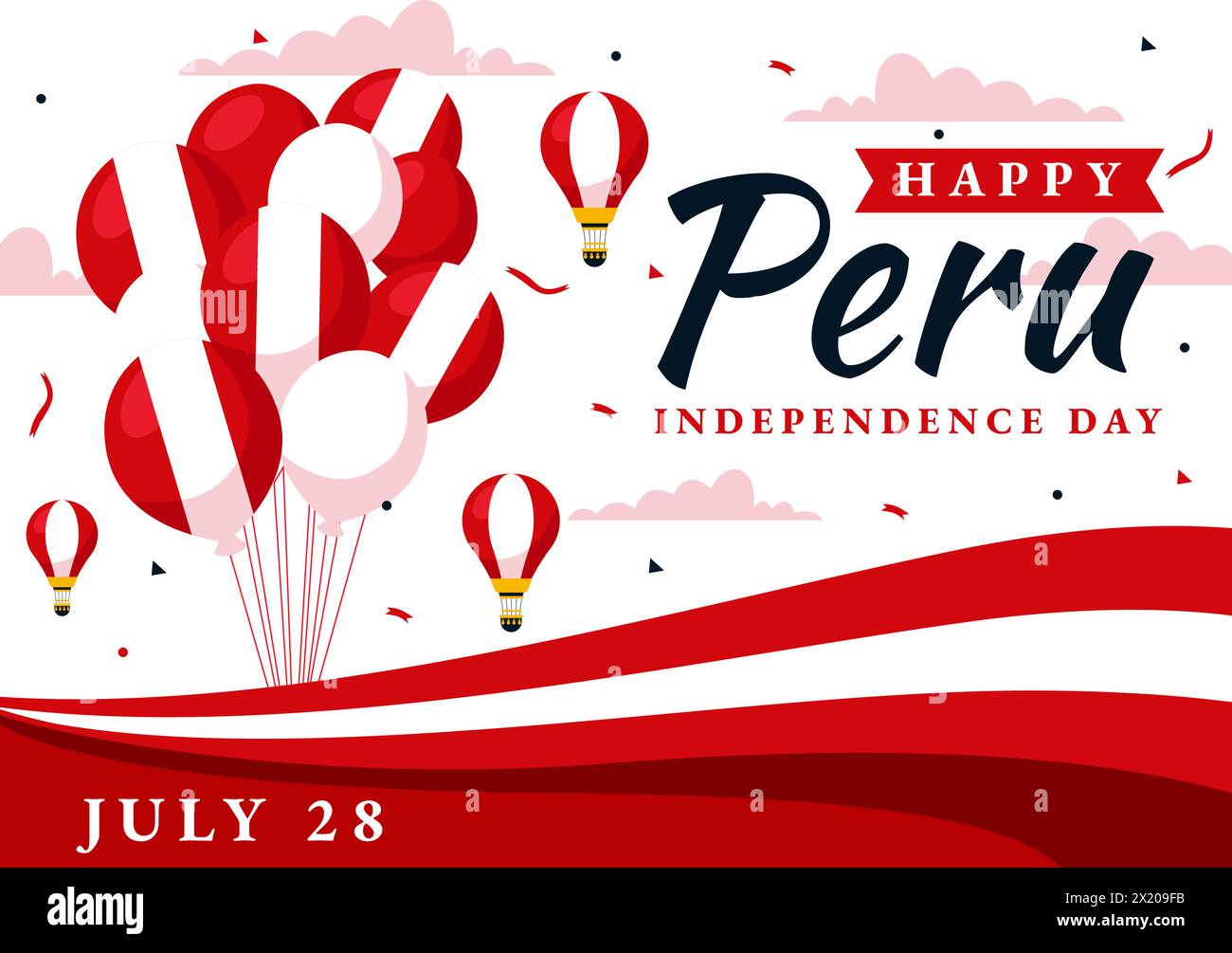 Happy Peru Independence Day Vector Illustration on july 28 with Waving ...