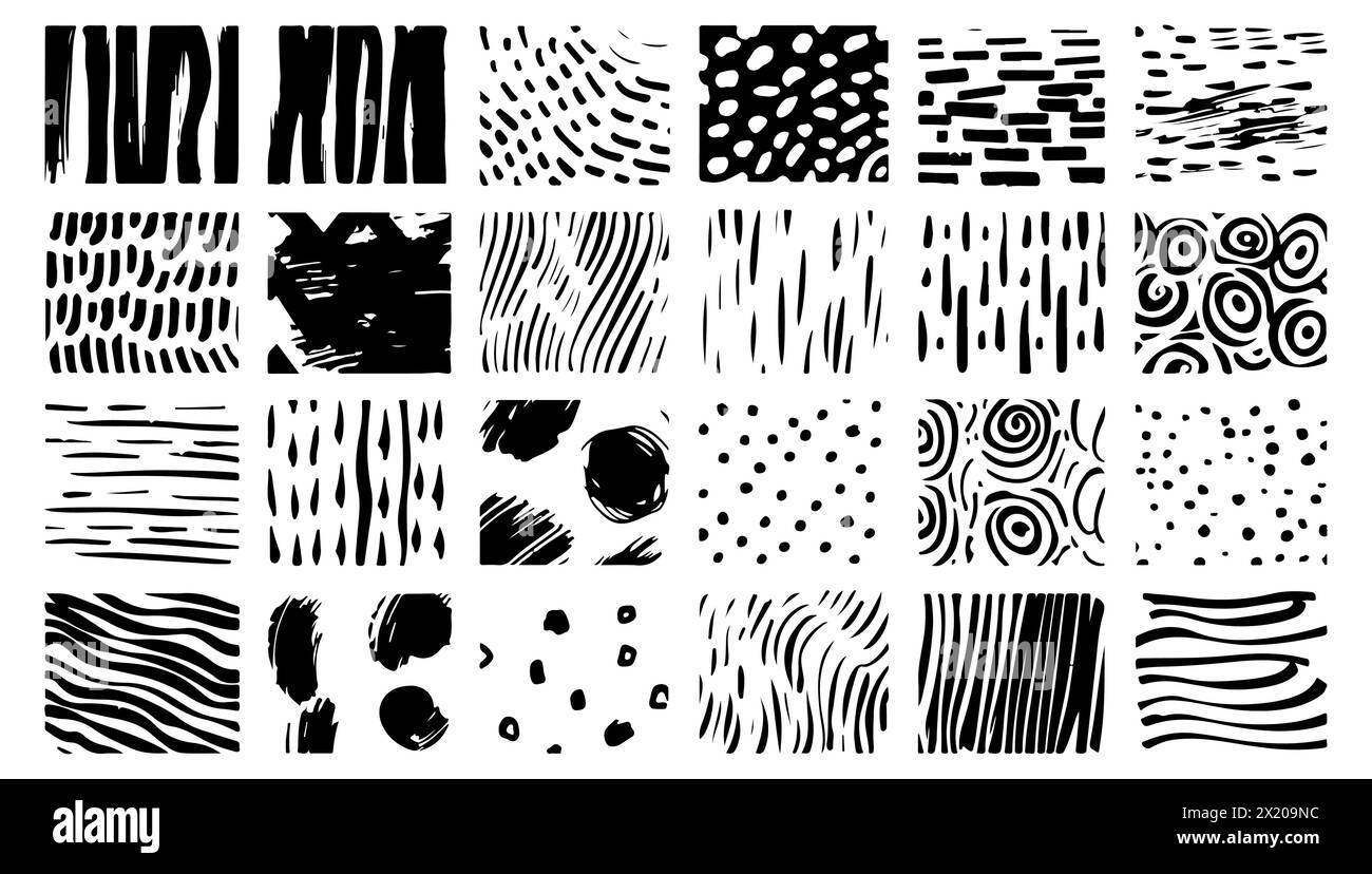 Hand drawn doodle texture set, curvy line ink pen, circle pattern ...