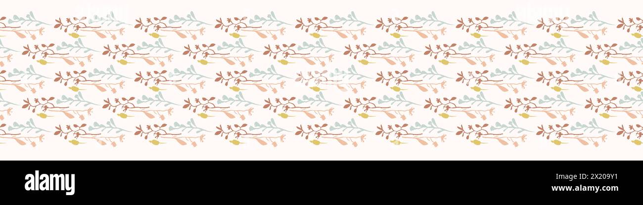 Modern vector border with pretty pressed floral drawing motifs ...