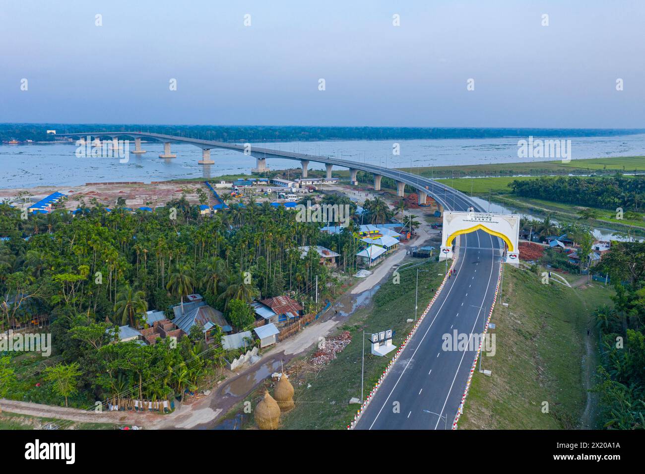 Aerial view of The 8th Bangladesh-China Friendship Bridge (Bekutia ...