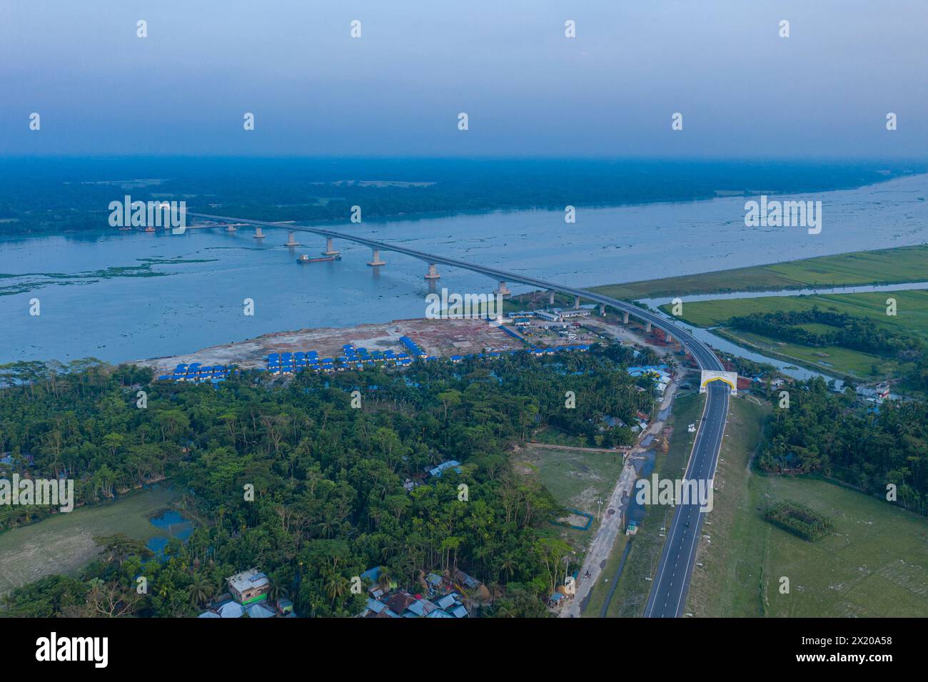 Aerial view of The 8th Bangladesh-China Friendship Bridge (Bekutia ...