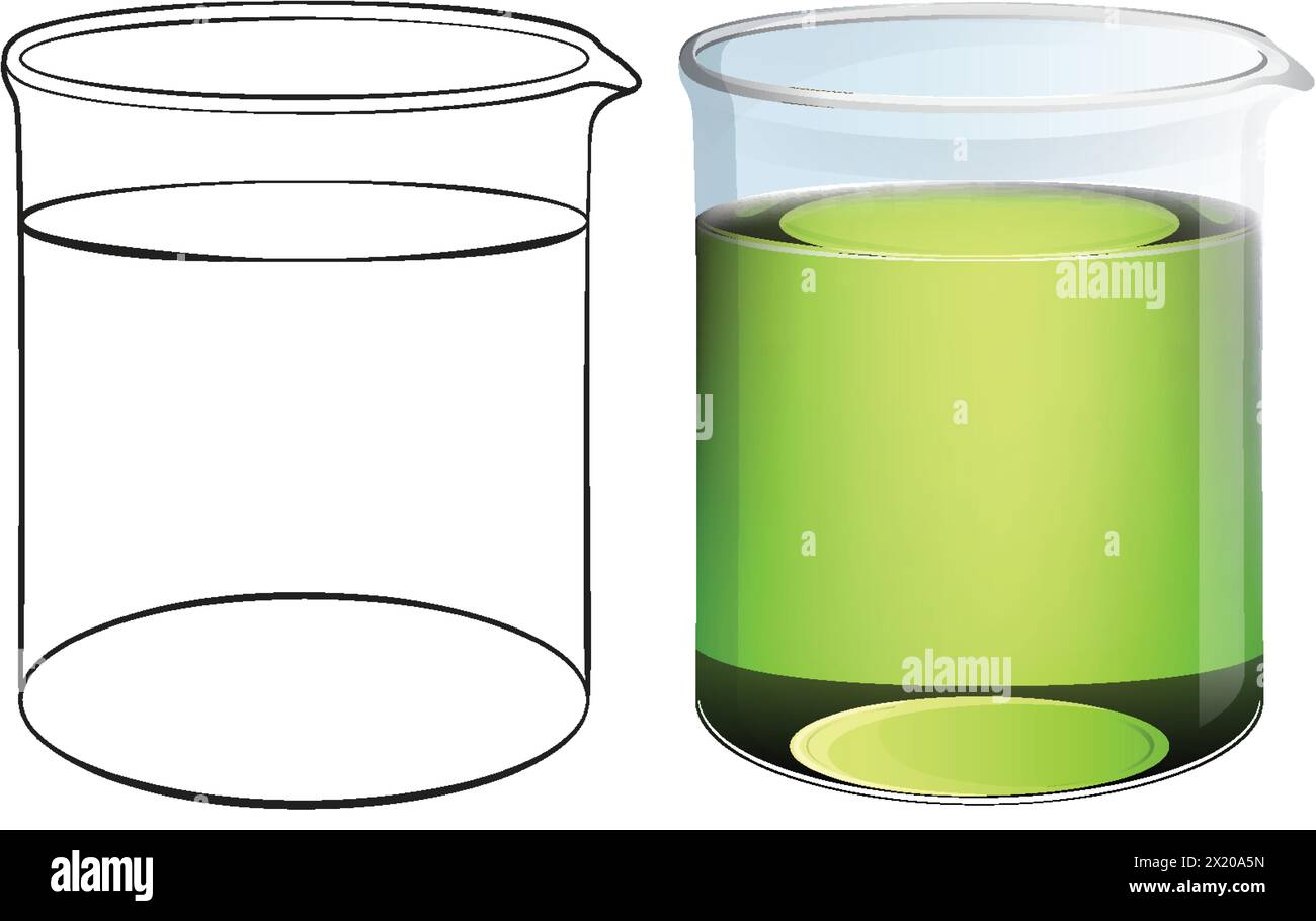 Outlined and colored beakers with green liquid Stock Vector Image & Art ...