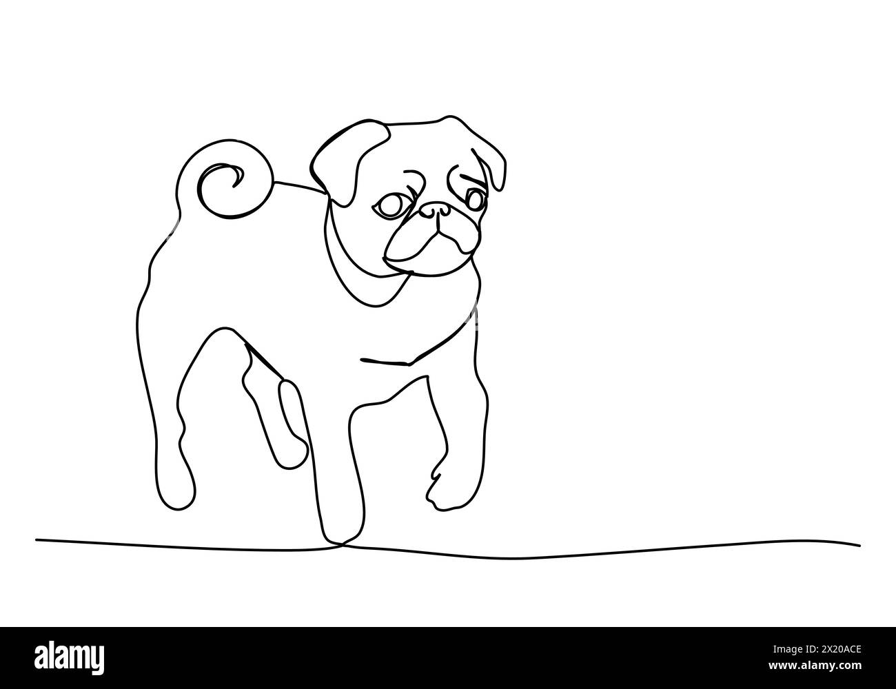 Dog, one line drawing vector illustration Stock Vector Image & Art - Alamy