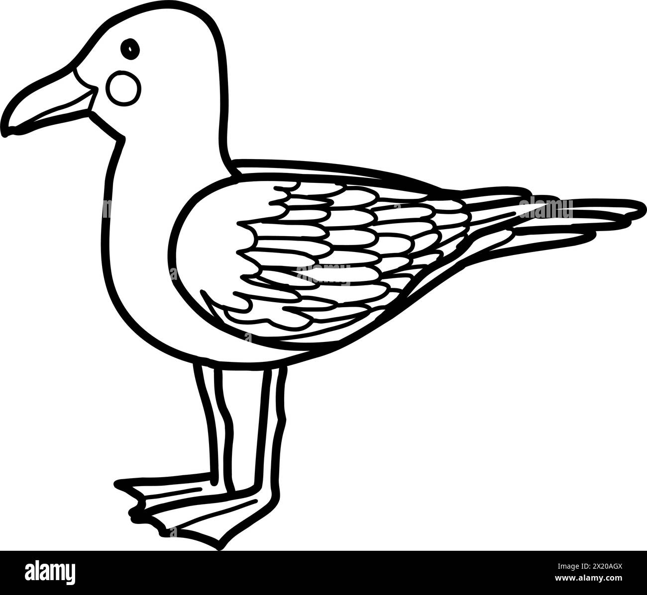 Cute watercolor seagull vector illustration in doodle style on white ...