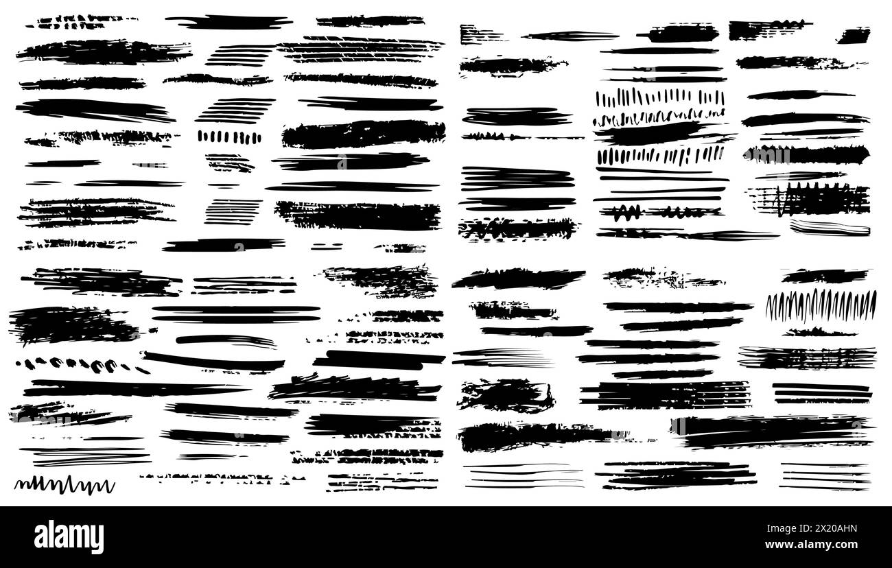 Underline brushstroke big set vector illustration. Scribble pen doodle ...