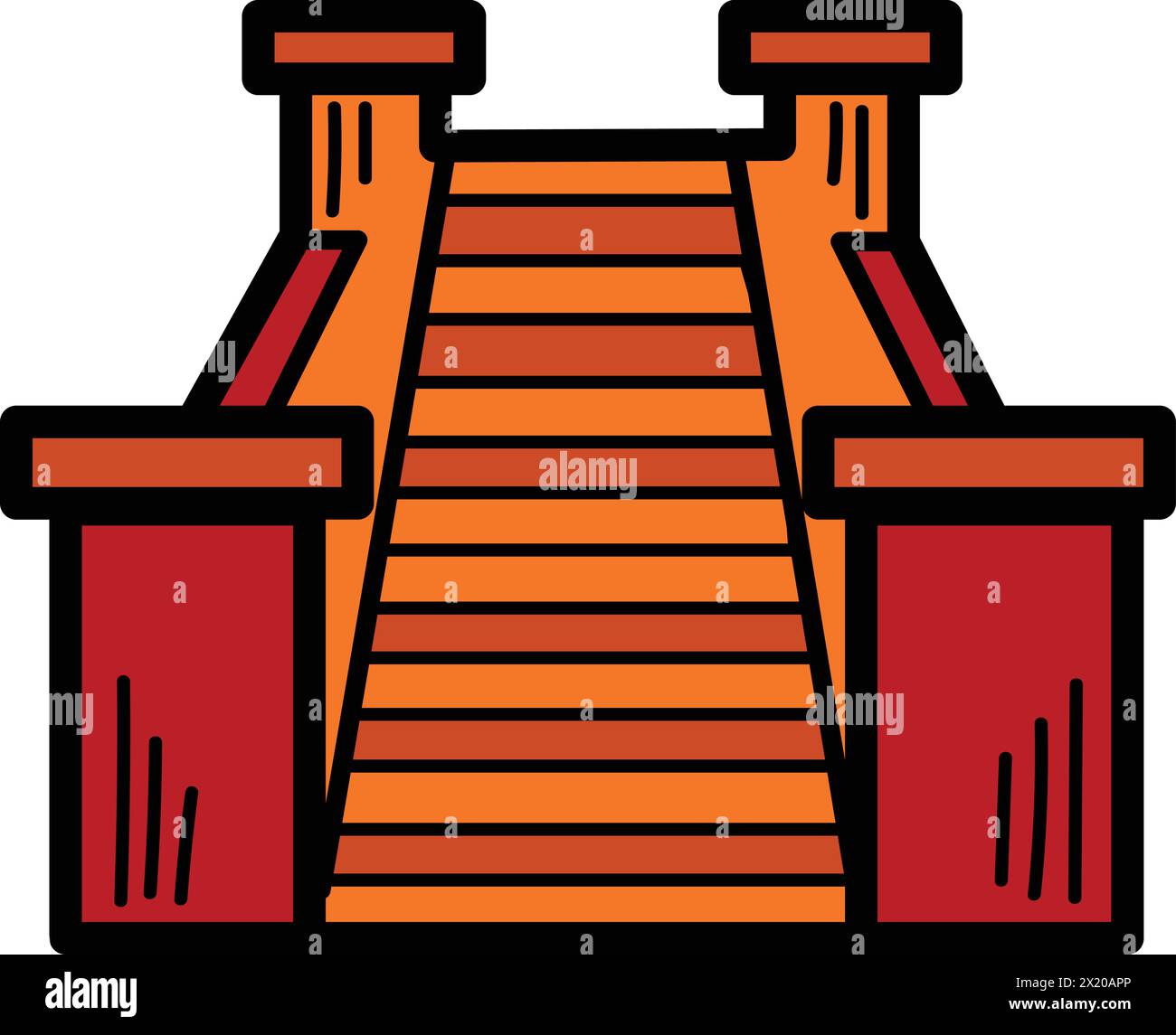 A black and white drawing of a staircase leading to a dock. The image ...