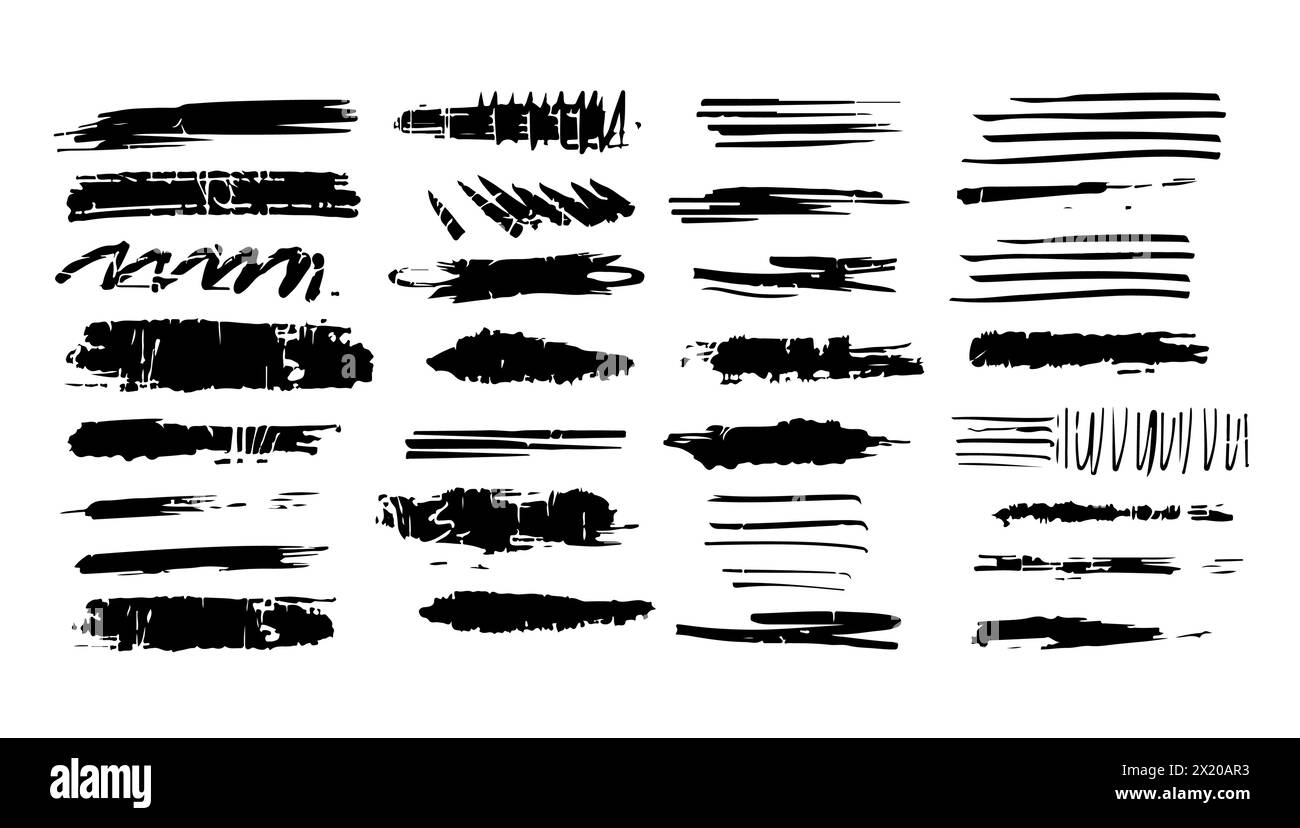 Underline brushstroke set. Collection shape element line and stroke ...