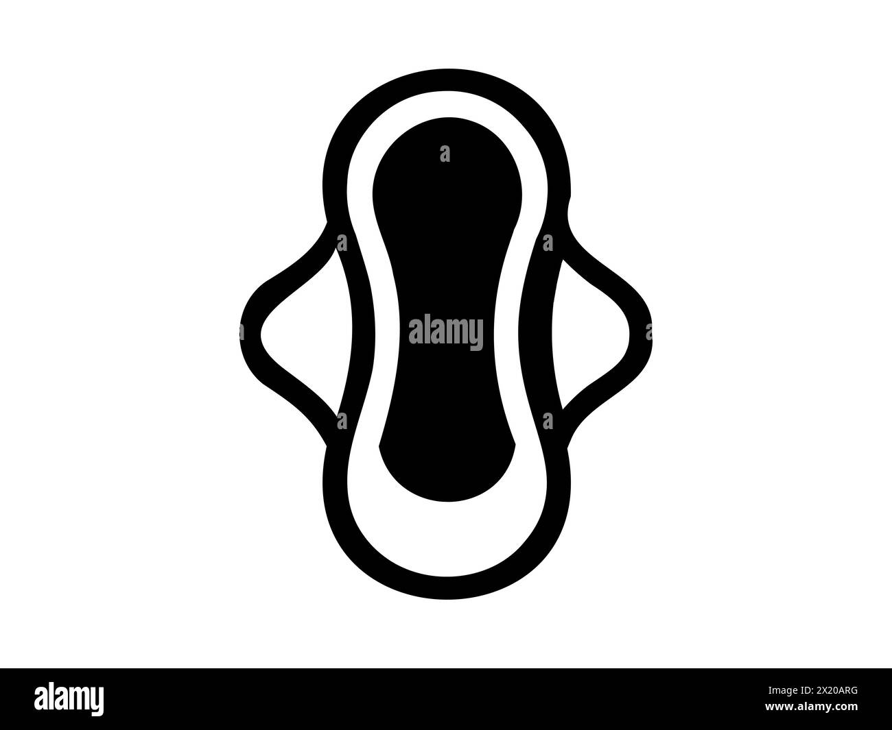 Black and white sanitary pad with wings. Vector illustration of ... Black and white sanitary pad with wings. Vector illustration of ...