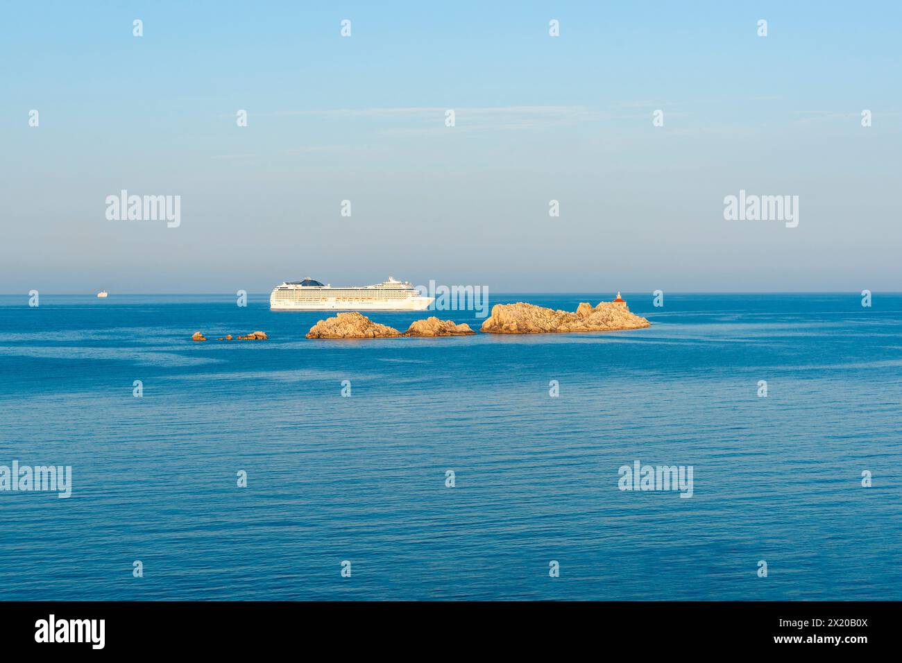 Cruise ship passes small off-shore islands off Croatian coast of ...