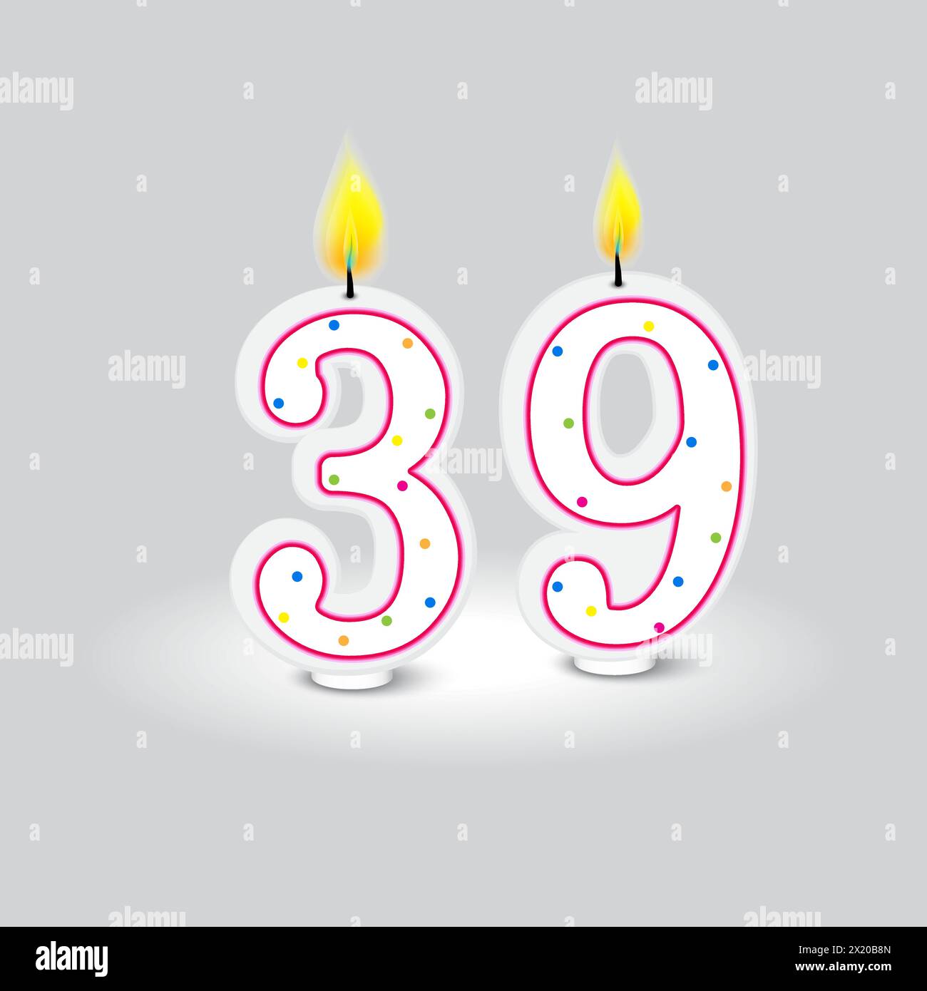 Festive 39th birthday candle numerals. Vibrant anniversary celebration ...