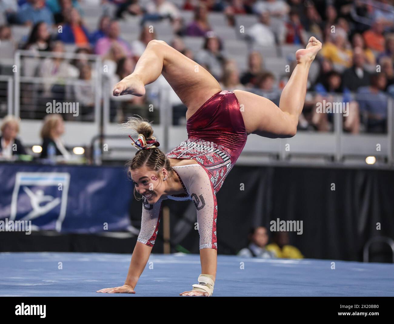April 18, 2024: Oklahoma's Danielle Sievers competes on the floor ...