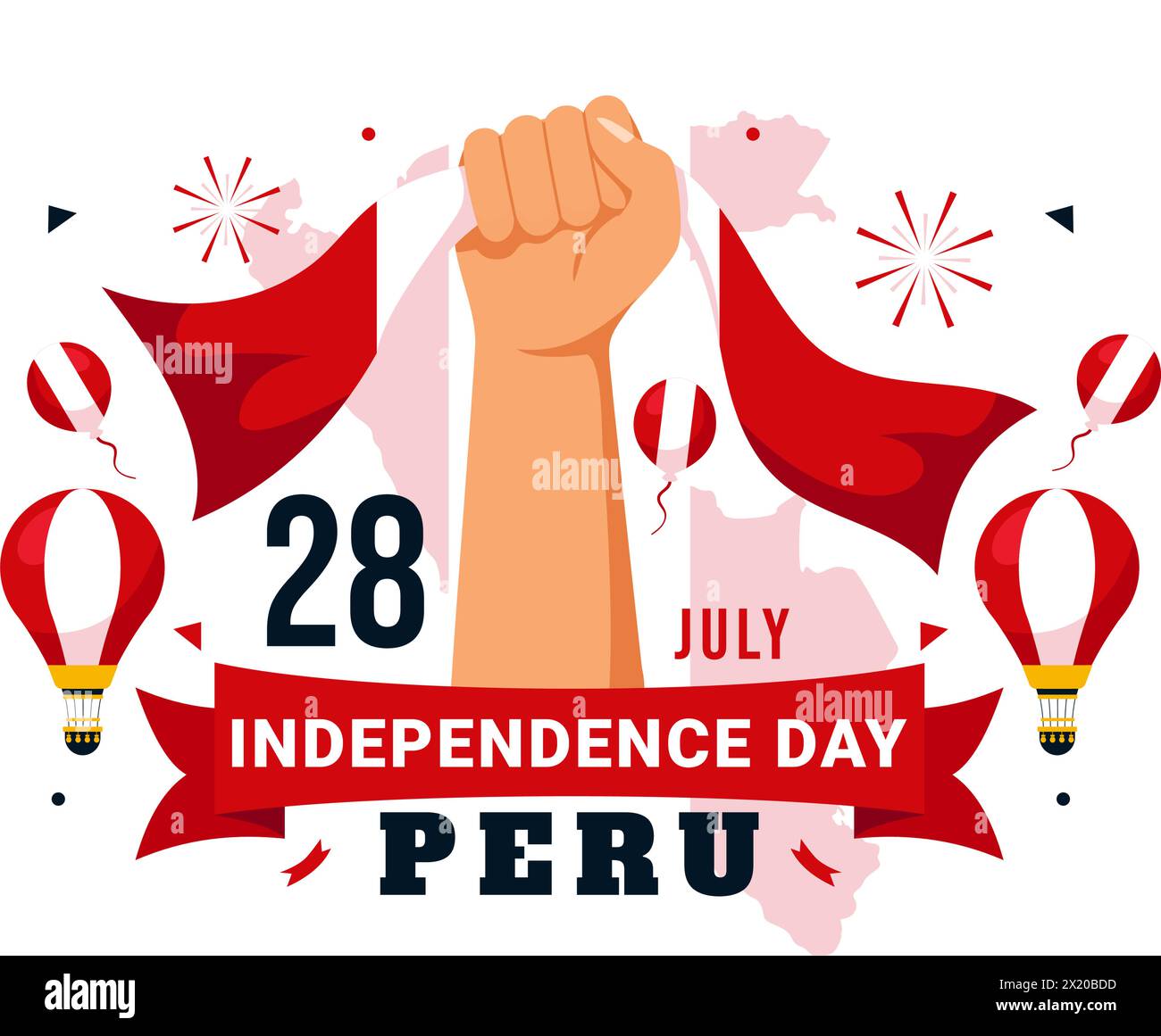 Happy Peru Independence Day Vector Illustration on july 28 with Waving ...