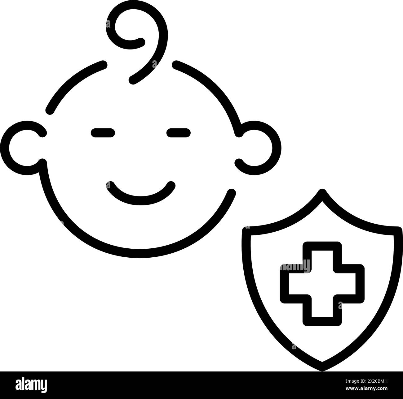 Pediatric medicine. Infant and shield with cross. Specialized ...