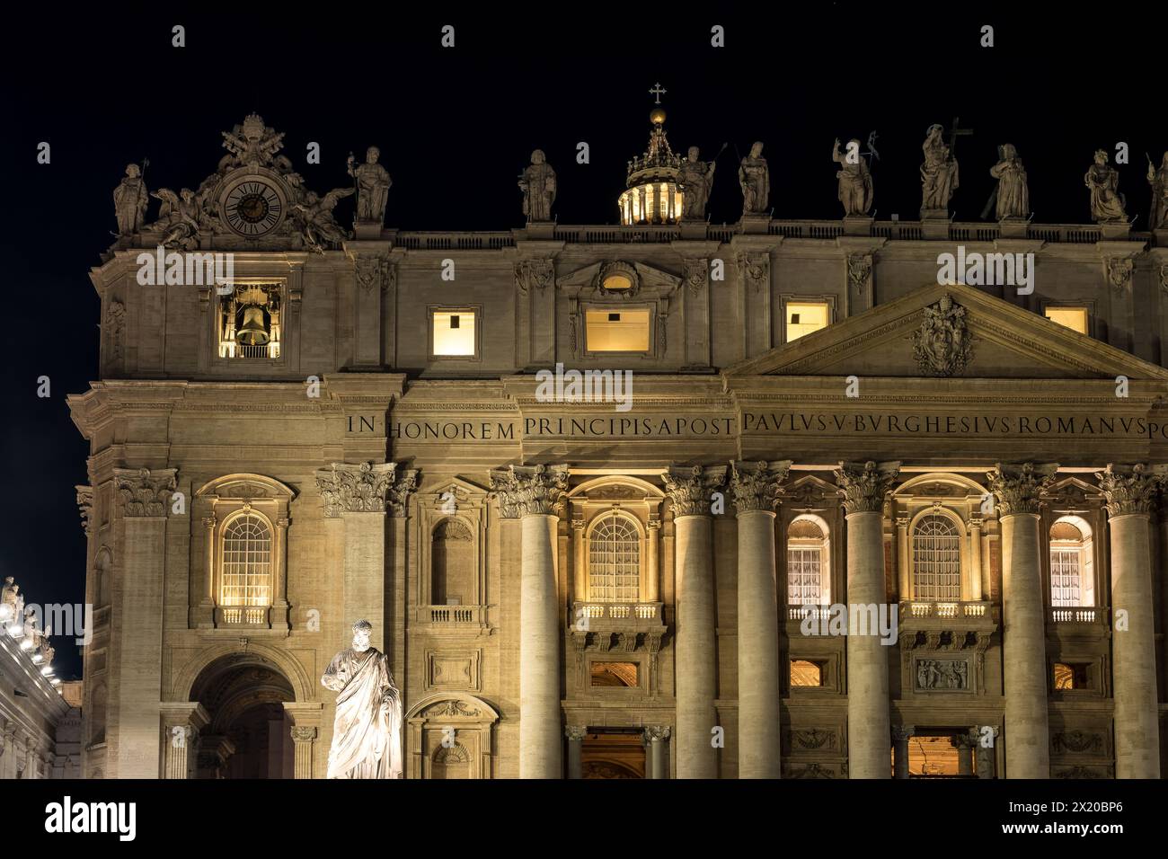Night view of Saint Peter's Basilica in Vatican City, the papal enclave ...