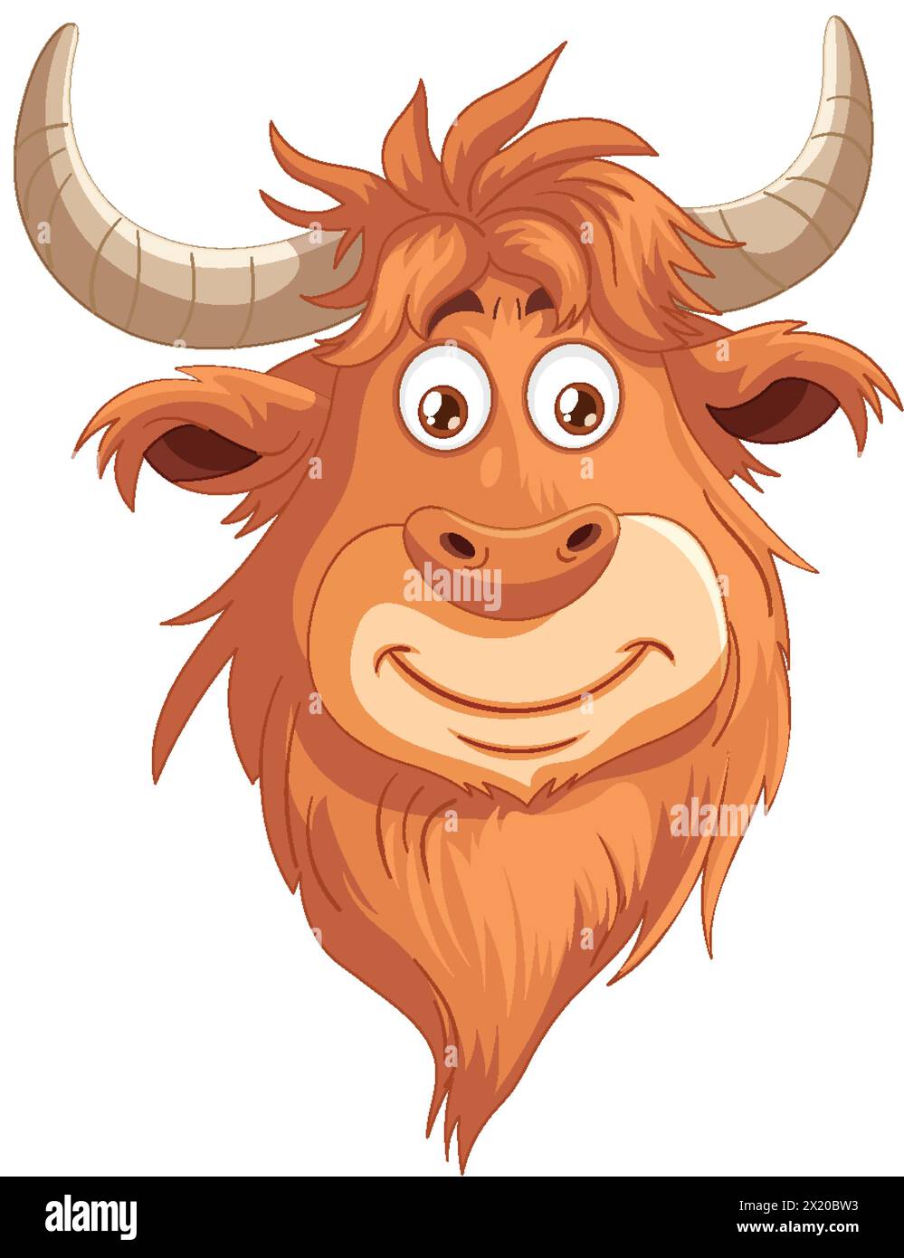 Vector graphic of a smiling, stylized yak character Stock Vector Image ...