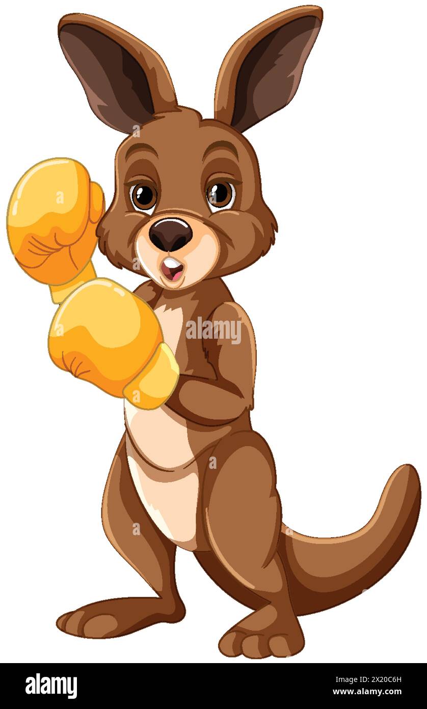 Animated kangaroo with boxing gloves ready to fight Stock Vector Image ...