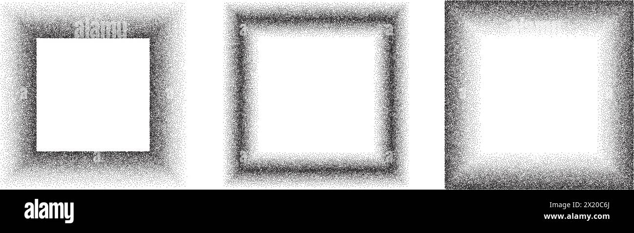 Square noise frame. Gradient border made from grains. Shape with ...