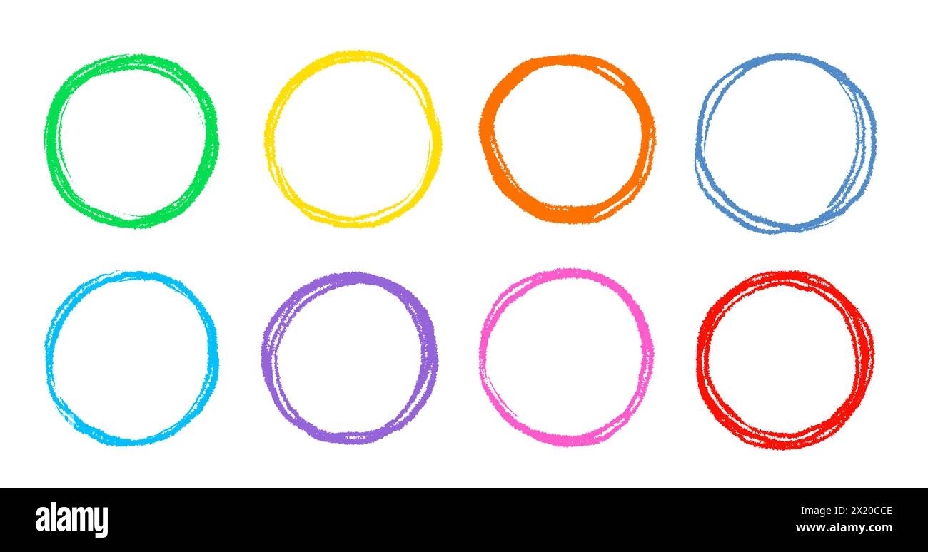 Scribble circle round vector frame. Hand drawn rough scribble effect ...