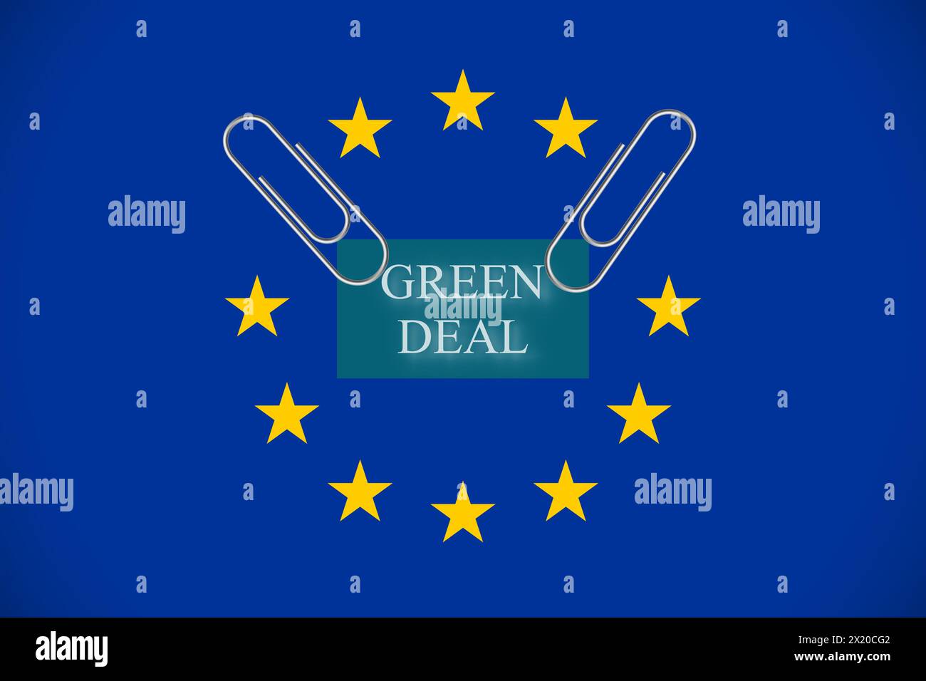 Flag of European union with the words Green deal - environmental and ...