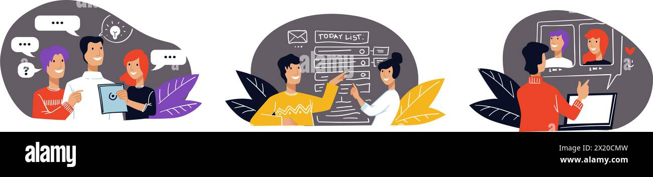 Daily Teamwork Planning Vector Illustration Stock Vector Image & Art ...