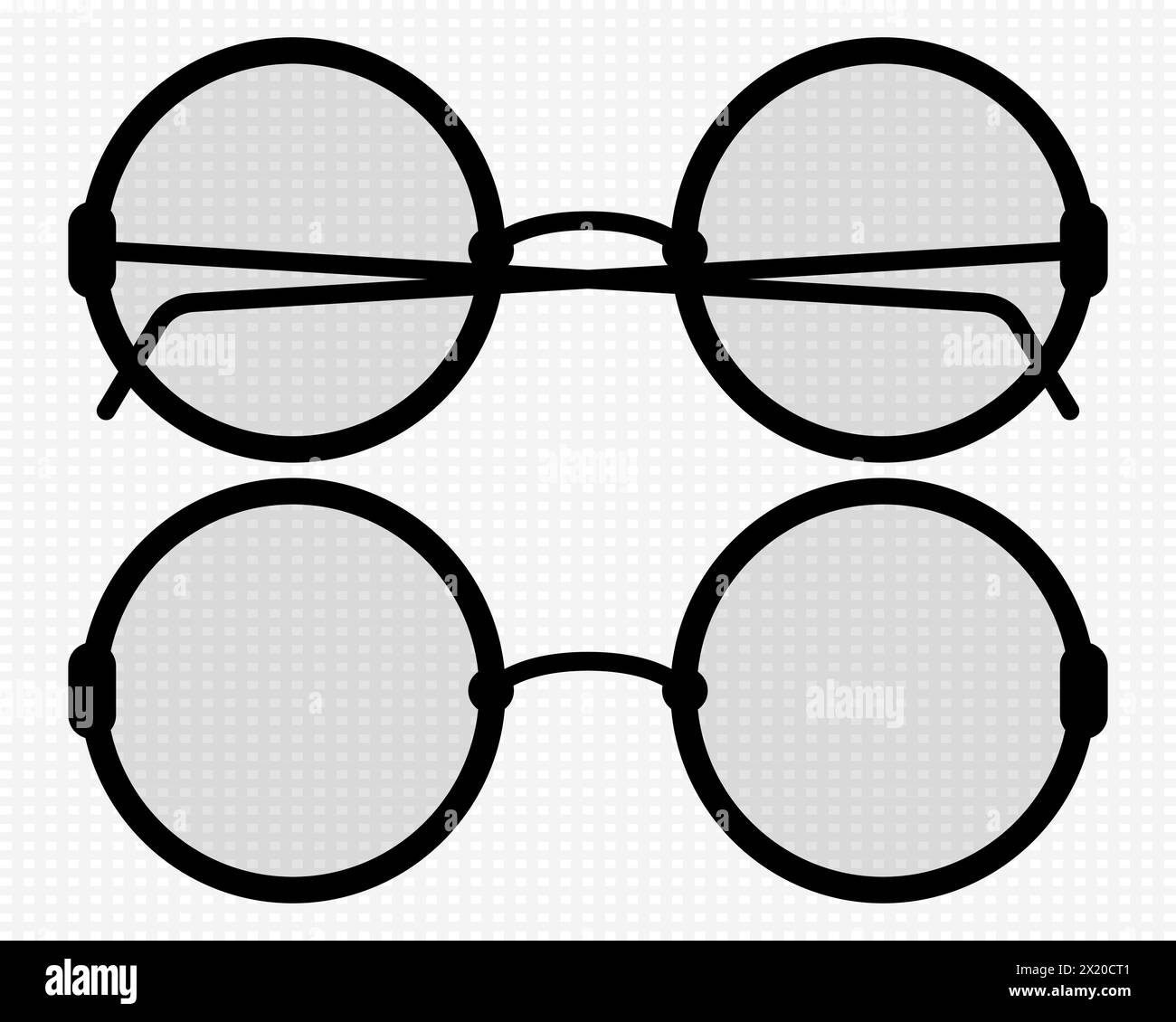 Glasses with transparent round lenses on transparent background. Vector ...