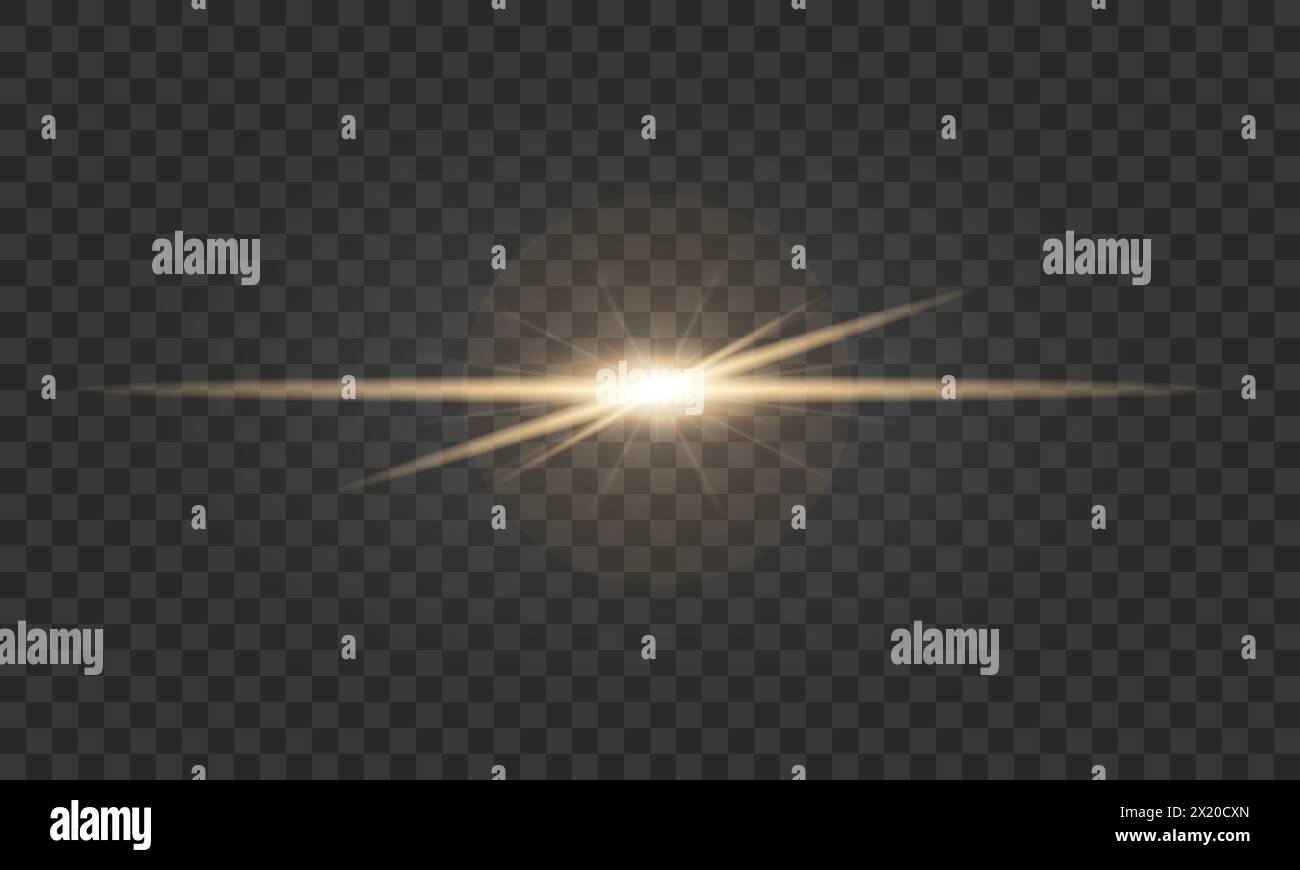 Gold laser beam, flare effect. Sparkling light overlay Stock Vector ...