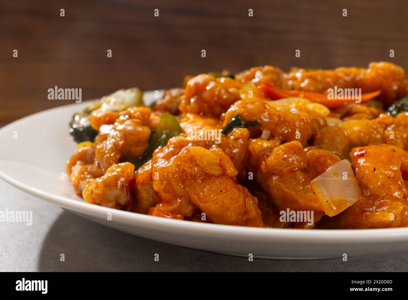 Soy sauce seasoned fried chicken korean style laziji Stock Photo - Alamy