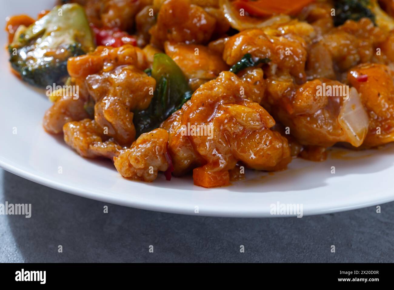 Soy sauce seasoned fried chicken korean style laziji Stock Photo - Alamy