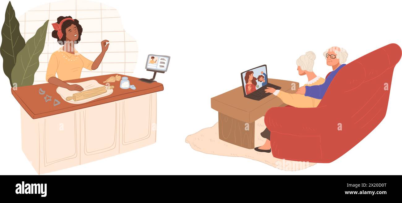 Virtual Communication Vector Illustration Stock Vector Image & Art - Alamy